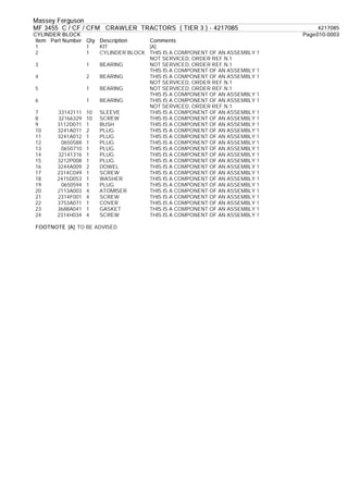 Massey ferguson mf 3455 cfm crawler tractors (tier 3) parts catalogue ...
