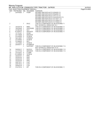 Massey ferguson mf 3455 cm crawler type tractor parts catalogue manual ...