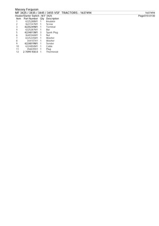 Massey ferguson mf 3455 vsf tractors parts catalogue manual | PDF