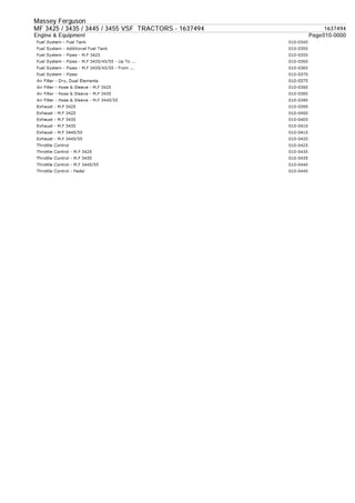 Massey ferguson mf 3455 vsf tractors parts catalogue manual | PDF