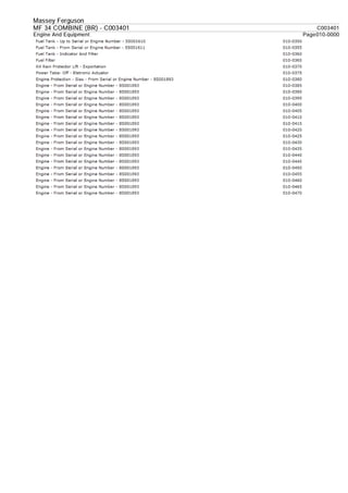 Massey ferguson mf 34 combine (br) parts catalogue manual | PDF