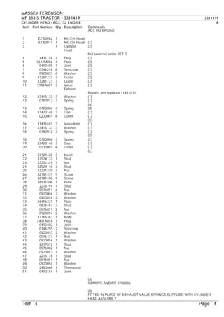 Massey ferguson mf 353 s tractor parts catalogue manual | PDF