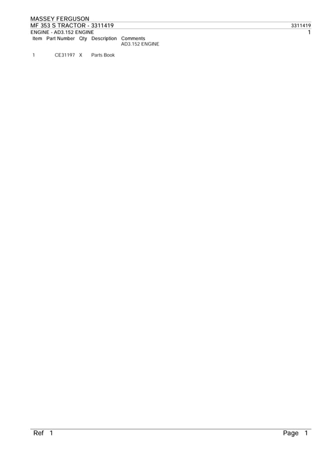 Massey ferguson mf 353 s tractor parts catalogue manual | PDF