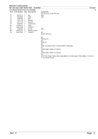Massey ferguson mf 354 aq cab tractor parts catalogue manual | PDF | Commercial Trucks | Auto ...