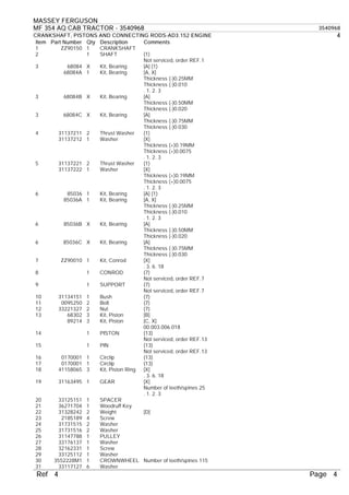 Massey ferguson mf 354 aq cab tractor parts catalogue manual | PDF ...