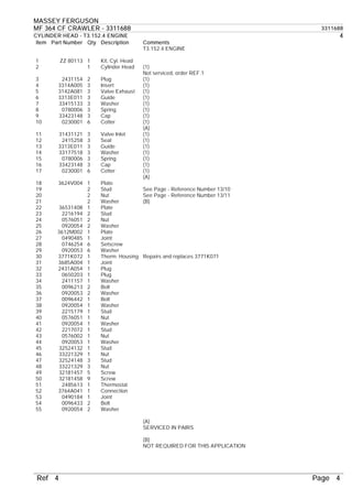 Massey ferguson mf 364 cf crawler parts catalogue manual | PDF