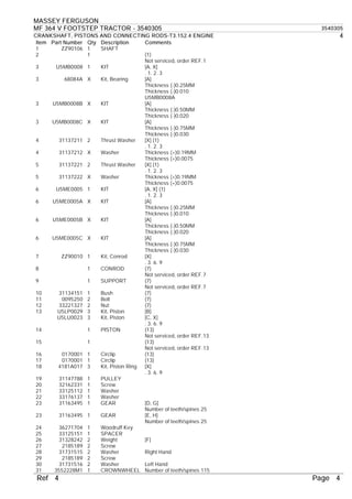 Massey ferguson mf 364 v footstep tractor parts catalogue manual | PDF