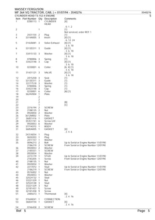 Massey ferguson mf 364 vq tractor, cab, 010794 parts catalogue manual | PDF