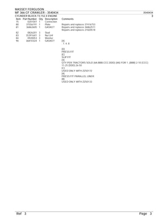 Massey ferguson mf 366 cf crawler parts catalogue manual | PDF