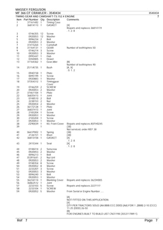 Massey ferguson mf 366 cf crawler parts catalogue manual | PDF