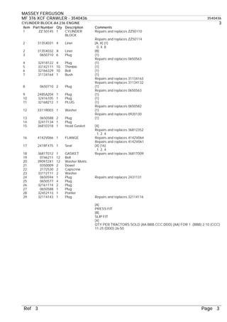 Massey ferguson mf 376 xcf crawler parts catalogue manual | PDF