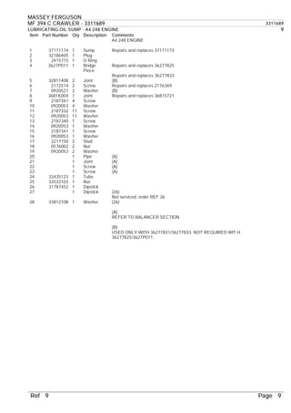Massey ferguson mf 394 c crawler parts catalogue manual | PDF | Auto ...