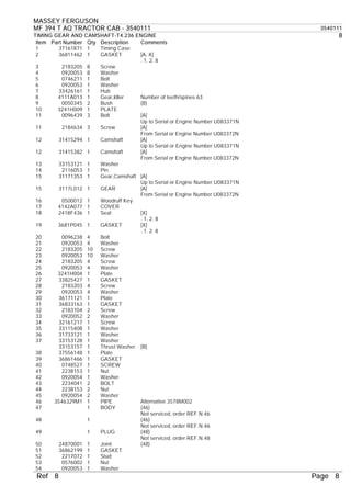 Massey ferguson mf 394 t aq tractor cab parts catalogue manual | PDF