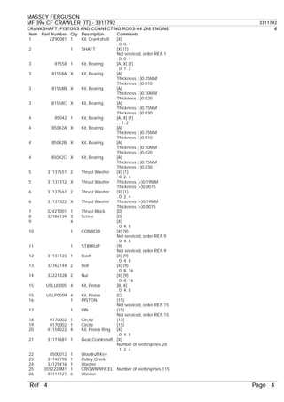Massey ferguson mf 396 cf crawler (it) parts catalogue manual | PDF
