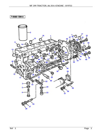 Massey ferguson mf 399 tractor, a6.354.4 engine parts catalogue manual ...