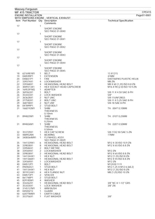 Massey ferguson mf 415 tractor parts catalogue manual | PDF
