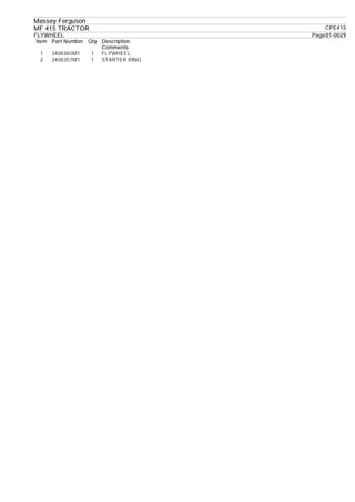 Massey ferguson mf 415 tractor parts catalogue manual | PDF