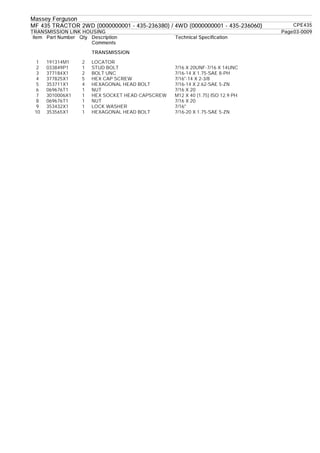 Massey ferguson mf 435 tractor 2 wd (0000000001 435-236380) parts ...