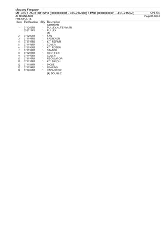 Massey ferguson mf 435 tractor 2 wd (0000000001 435-236380) parts ...