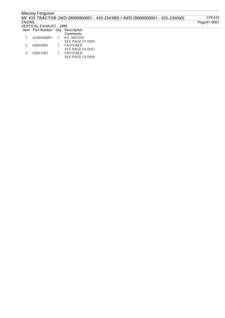 Massey ferguson mf 435 tractor 2 wd (0000000001 435-236380) parts ...