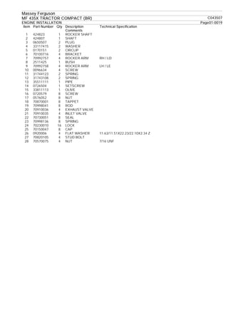 Massey ferguson mf 435 x compact tractor (br) parts catalogue manual | PDF