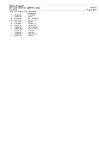 Massey ferguson mf 435 x compact tractor (br) parts catalogue manual | PDF