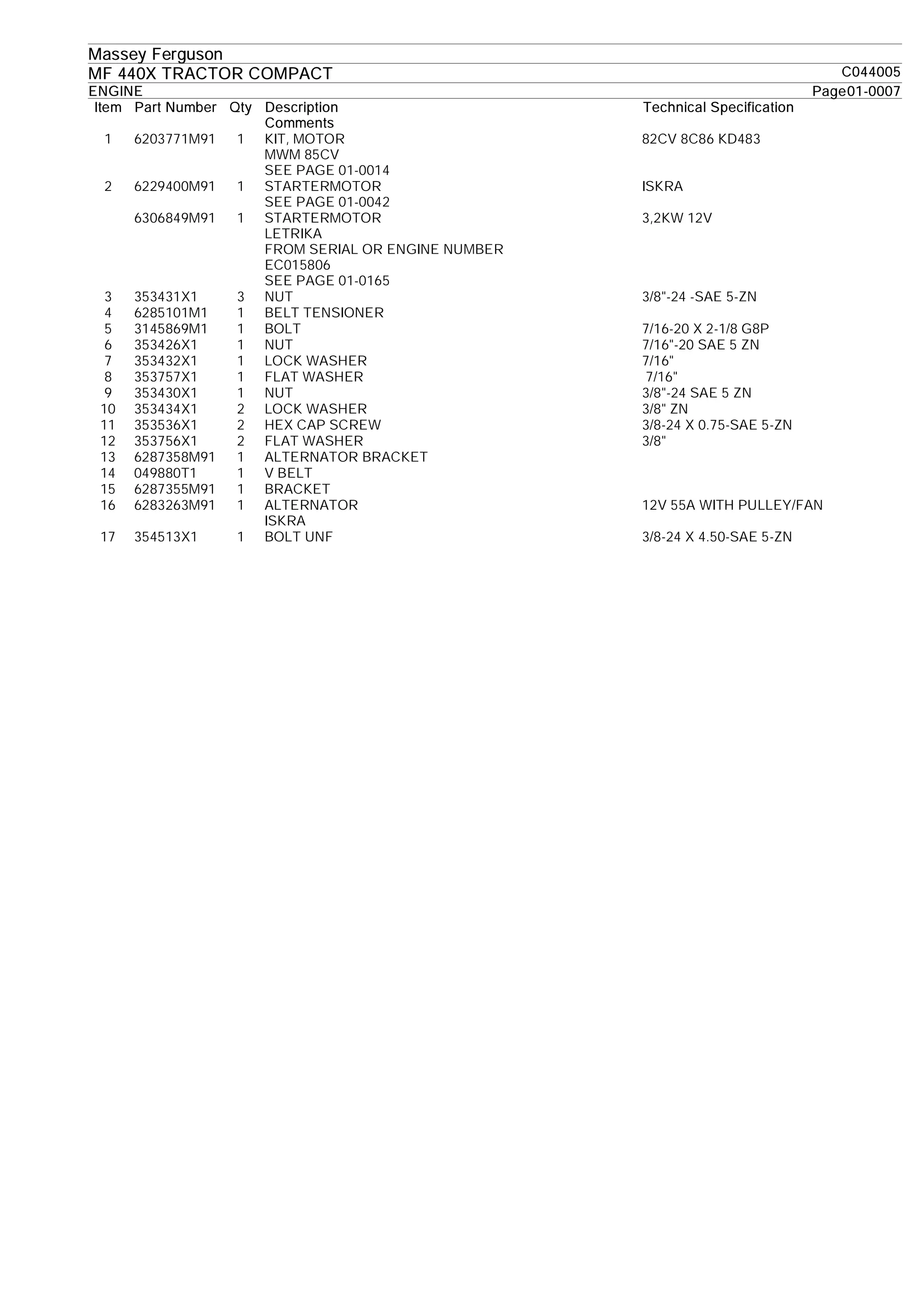 Massey ferguson mf 440 x compact tractor parts catalogue manual | PDF