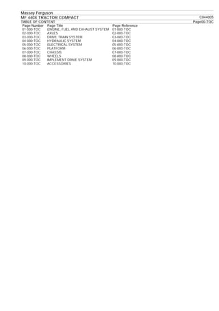 Massey ferguson mf 440 x compact tractor parts catalogue manual | PDF