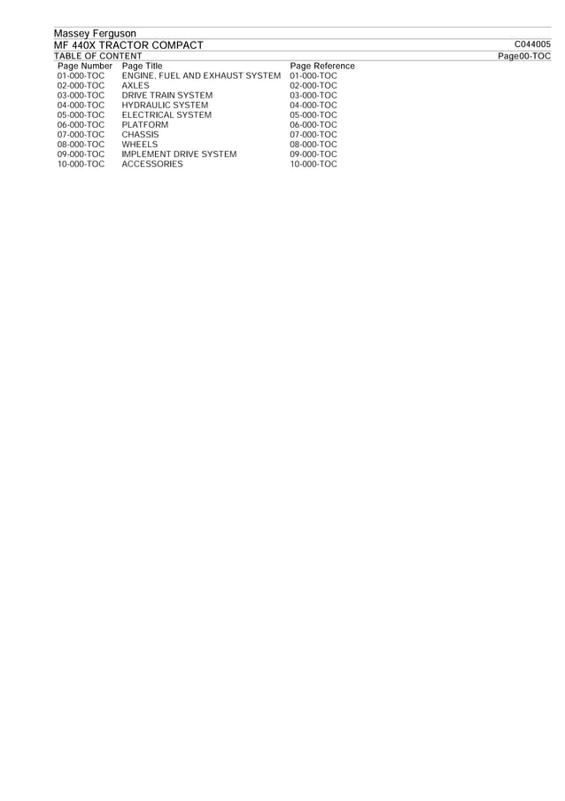 Massey ferguson mf 440 x compact tractor parts catalogue manual | PDF