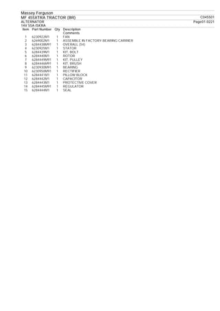 Massey ferguson mf 455 xtra tractor (br) parts catalogue manual | PDF