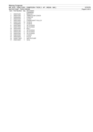 Massey ferguson mf4707 tractor (simpson tier 2 4 f ; india-na) parts ...