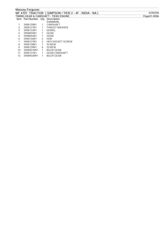 Massey ferguson mf4707 tractor (simpson tier 2 4 f ; india-na) parts ...