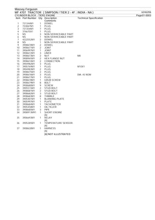 Massey ferguson mf4707 tractor (simpson tier 2 4 f ; india-na) parts ...