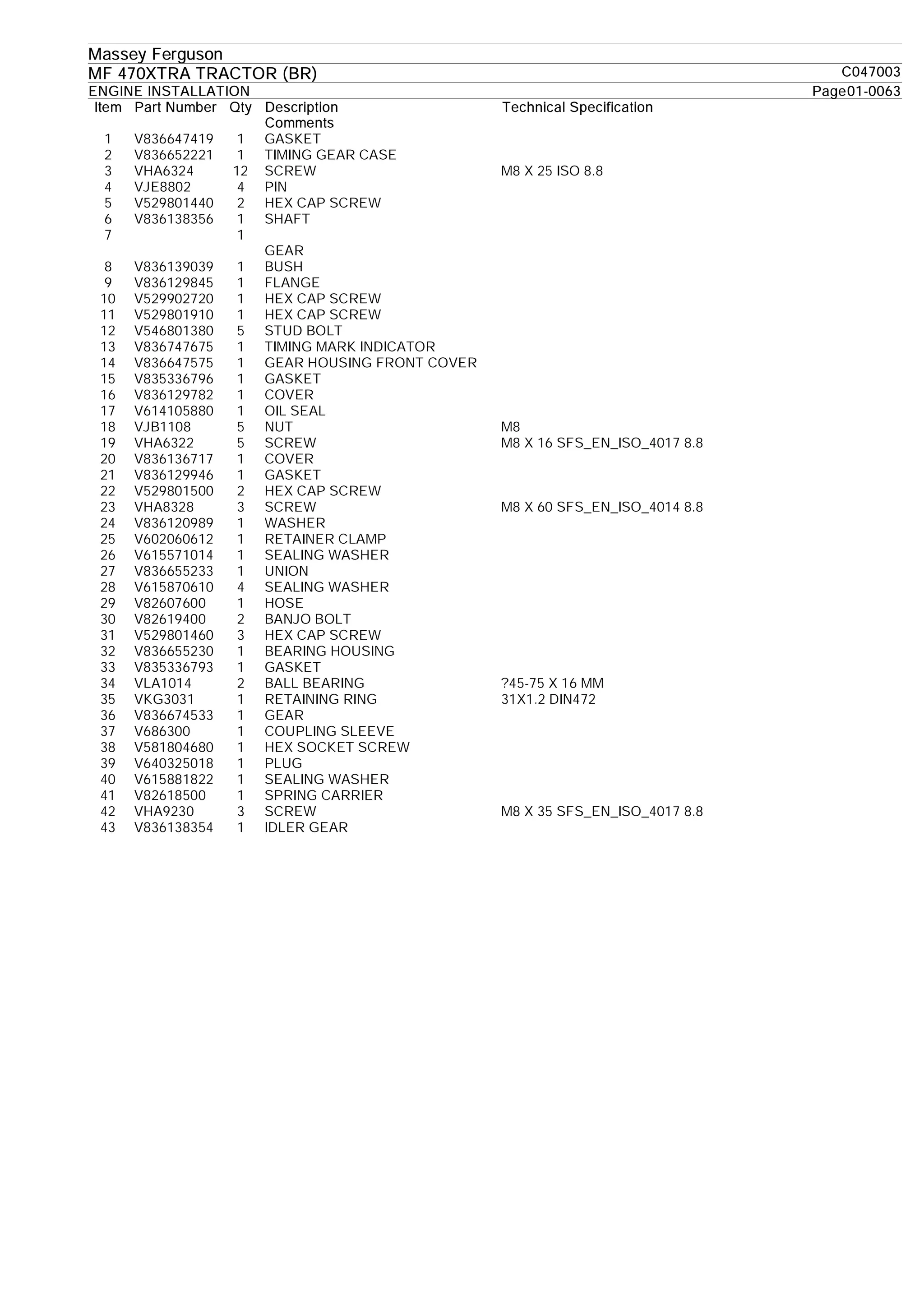 Massey ferguson mf 470 xtra tractor (br) parts catalogue manual | PDF