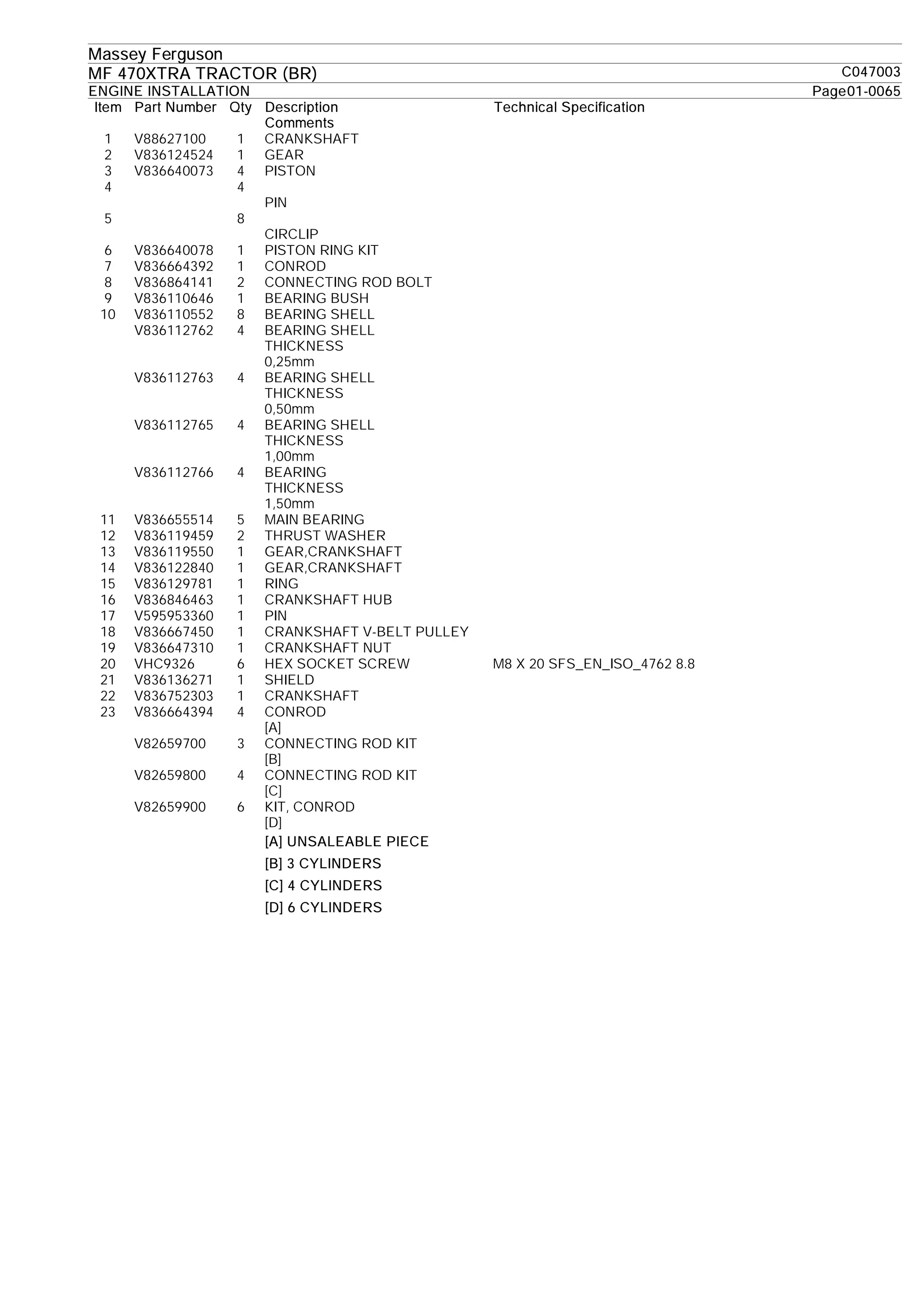 Massey ferguson mf 470 xtra tractor (br) parts catalogue manual | PDF