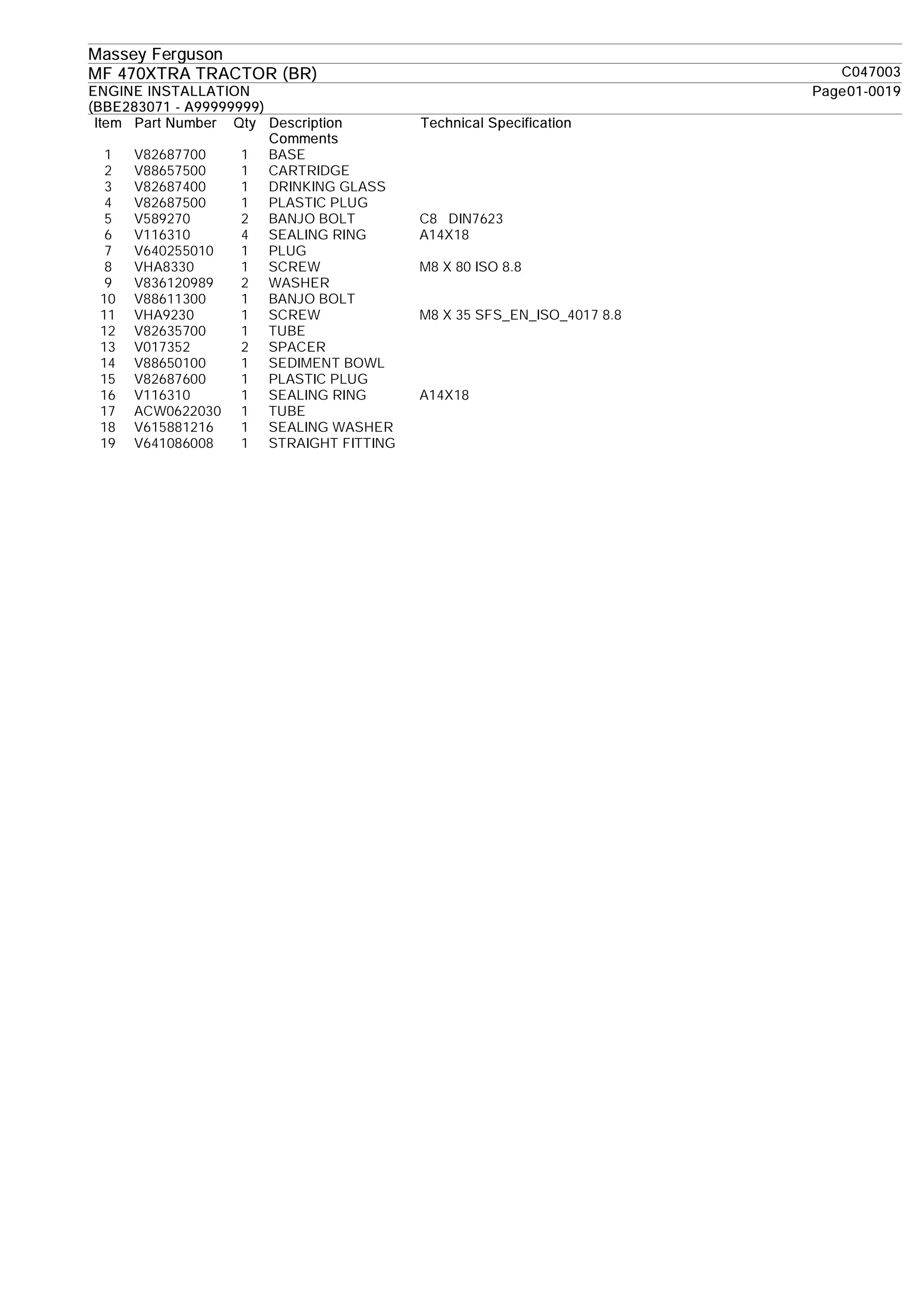 Massey ferguson mf 470 xtra tractor (br) parts catalogue manual | PDF