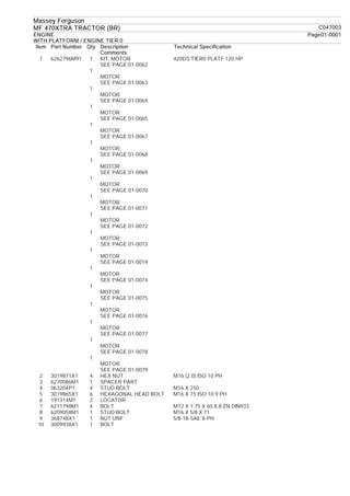 Massey ferguson mf 470 xtra tractor (br) parts catalogue manual | PDF