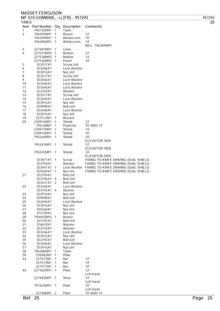 Massey ferguson mf 510 combine, (fr) parts catalogue manual | PDF