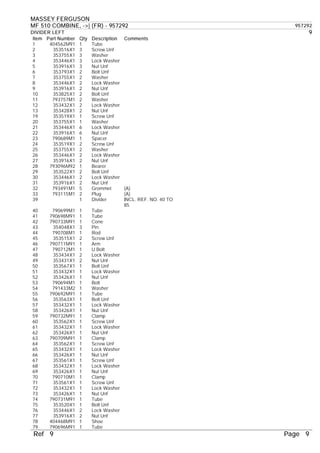 Massey ferguson mf 510 combine, (fr) parts catalogue manual | PDF