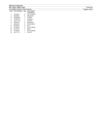 Massey ferguson mf5355 tractor parts catalogue manual | PDF