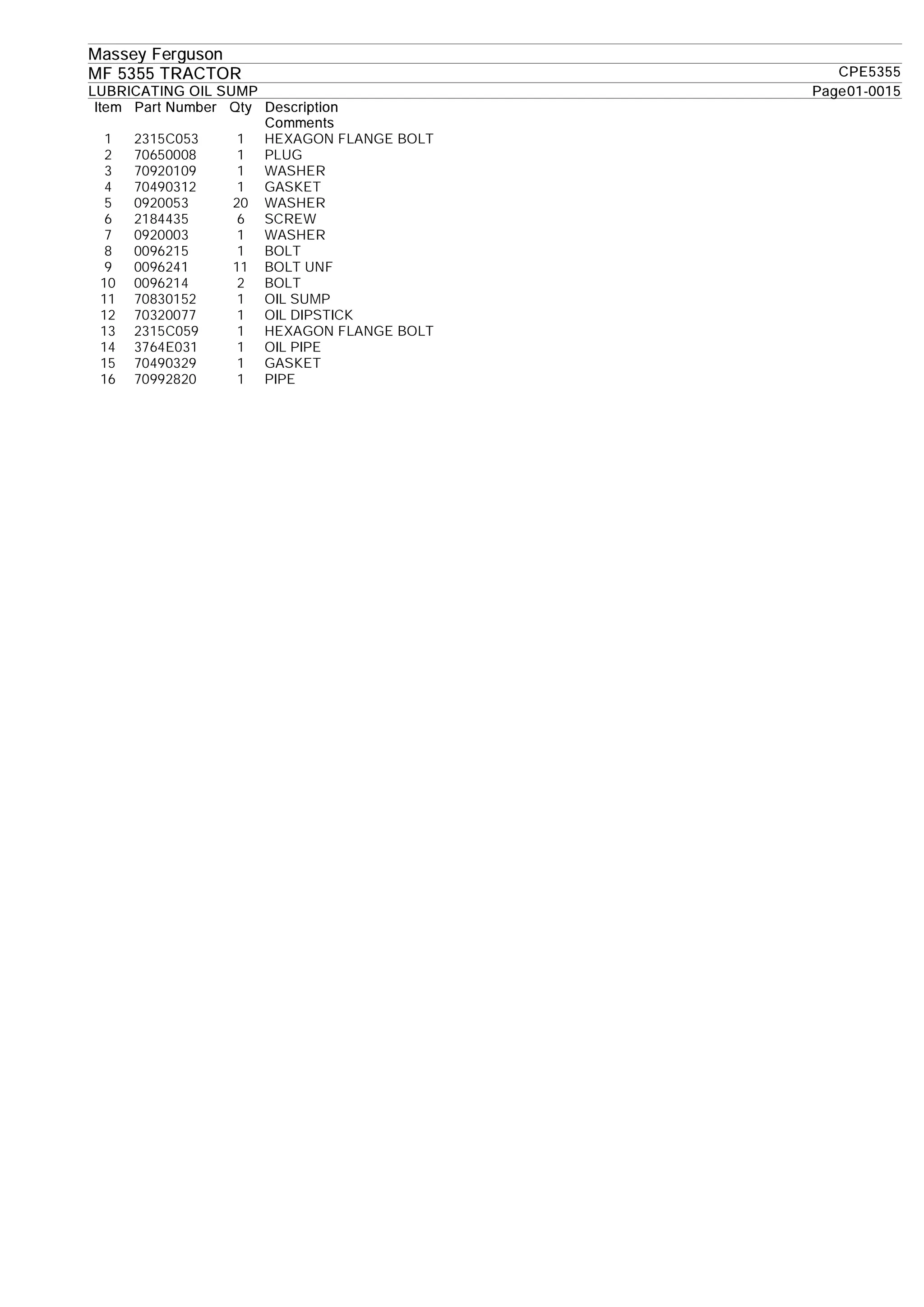 Massey ferguson mf5355 tractor parts catalogue manual | PDF