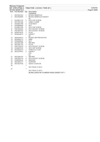 Massey ferguson mf5709 dyna 4 tractor (eco3 tier 4 f) parts catalogue manual | PDF