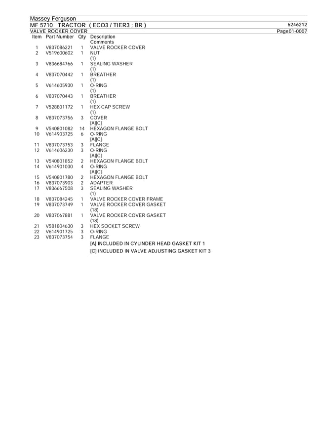 Massey ferguson mf5710 tractor (eco3 tier3; br) parts catalogue manual | PDF