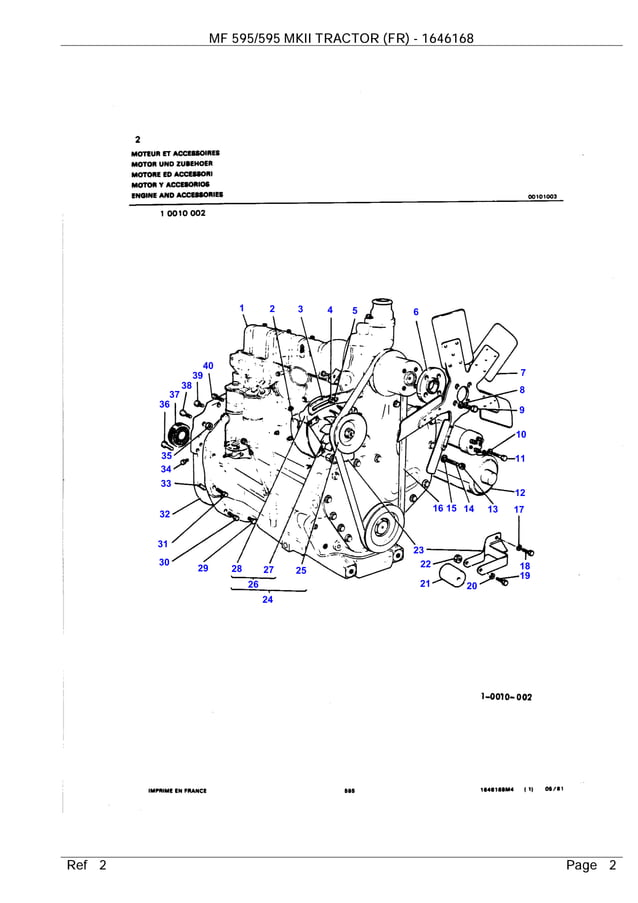Massey ferguson mf 595 595 mkii tractor (fr) service parts catalogue ...