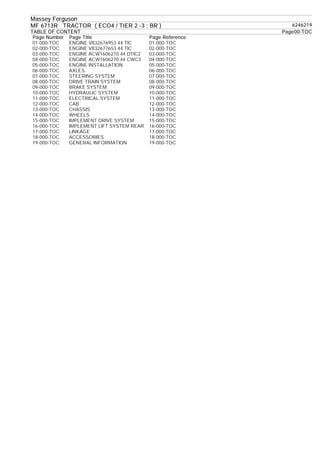 Massey ferguson mf 6713 r tractor (eco4 tier 2 3 ; br) parts catalogue manual | PDF