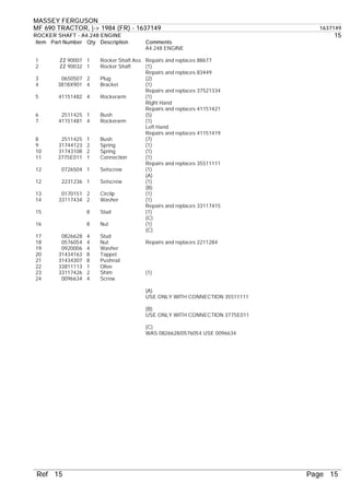 Massey ferguson mf 690 tractor 1984 (fr) tractor parts catalogue manual ...