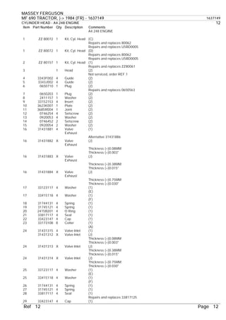 Massey ferguson mf 690 tractor 1984 (fr) tractor parts catalogue manual ...