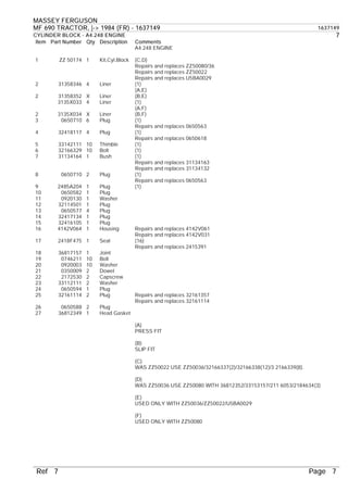 Massey ferguson mf 690 tractor 1984 (fr) tractor parts catalogue manual ...