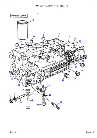 Massey ferguson mf 699 tractor (fr) service parts catalogue manual ...