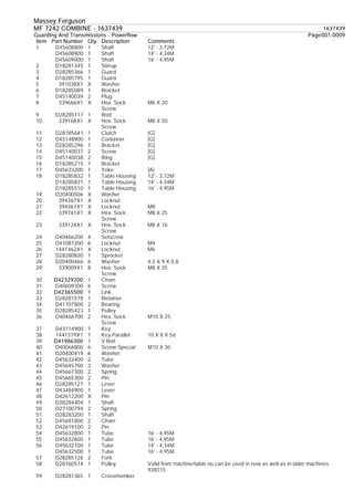 Massey ferguson mf 7242 combine parts catalogue manual | PDF